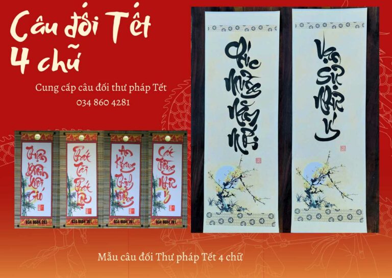 Câu đối Tết 4 chữ hay và đẹp nhất - Tranh Thư Pháp - Quà Tặng Lưu Niệm ...