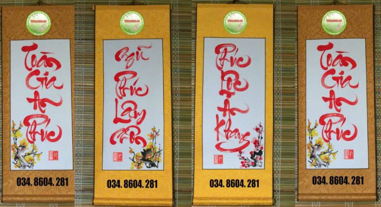 Mẫu câu đối Thư pháp Tết 4 chữ - Tranh Thư Pháp - Quà Tặng Lưu Niệm ...